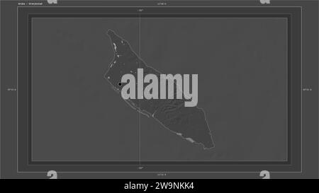 Aruba outlined on a Bilevel elevation map with lakes and rivers Stock ...