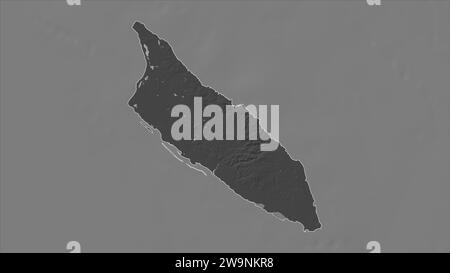Aruba outlined on a elevation map colored in sepia tones with lakes and ...