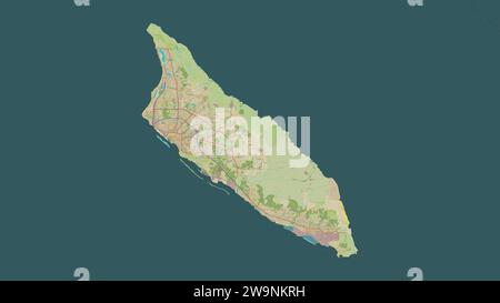 Aruba highlighted on a topographic, OSM France style map map with the ...
