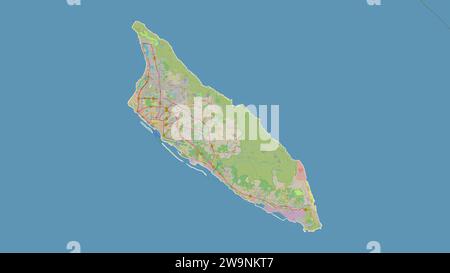 Aruba outlined on a topographic, OSM Humanitarian style map Stock Photo ...