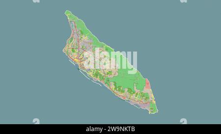 Aruba outlined on a topographic, OSM standard style map Stock Photo - Alamy