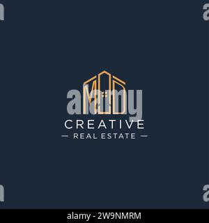 Initial MD logo, clean and modern architectural and construction logo ...