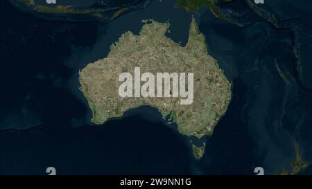 Australia highlighted on a high resolution satellite map map with the ...