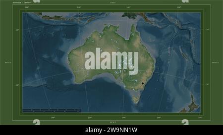 Australia outlined on a Pale colored elevation map with lakes and ...
