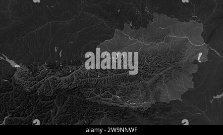 Austria highlighted on a Grayscale elevation map with lakes and rivers map with the country's ...