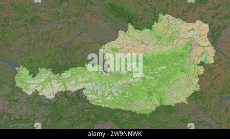 Austria highlighted on a topographic, OSM standard style map Stock ...
