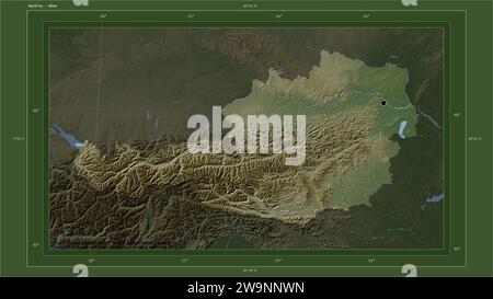 Austria highlighted on a Colored elevation map with lakes and rivers ...