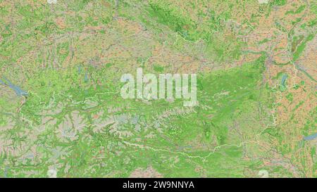 Austria outlined on a topographic, OSM standard style map Stock Photo ...