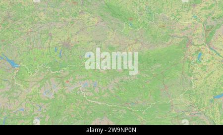 Austria outlined on a topographic, OSM Germany style map Stock Photo ...