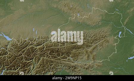 Austria outlined on a Colored elevation map with lakes and rivers Stock ...