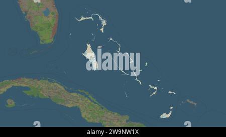 Bahamas highlighted on a topographic, OSM Germany style map map with the country's capital point ...