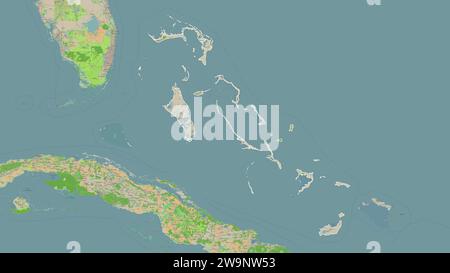 Bahamas outlined on a topographic, OSM standard style map Stock Photo ...