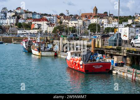 Fishing boats next to Castle Pier in St Peter Port harbour, St Peter ...
