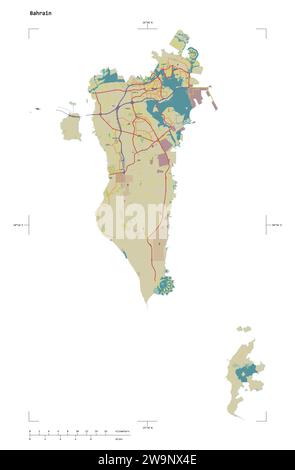 Shape of a topographic, OSM Humanitarian style map of the Bahrain, with ...