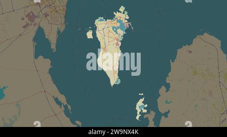 Bahrain highlighted on a topographic, OSM France style map Stock Photo ...