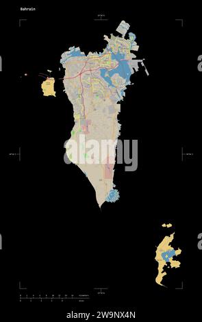 Shape of a topographic, OSM standard style map of the Bermuda, with ...