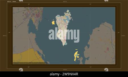 Bahrain highlighted on a topographic, OSM France style map Stock Photo ...