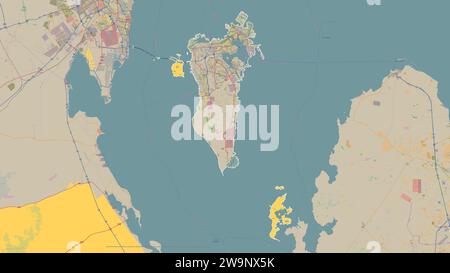 Bahrain outlined on a topographic, OSM Humanitarian style map Stock ...