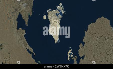 Bahrain highlighted on a low resolution satellite map map with the ...