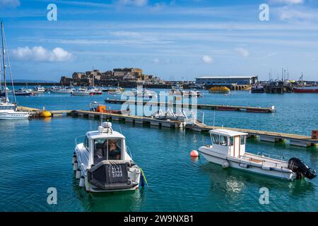 View of Castle Cornet from Victoria Pier in St Peter Port, Guernsey ...