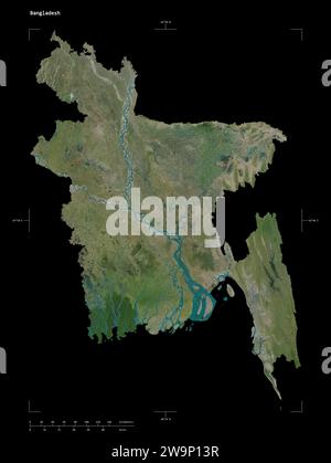Dhaka, division of Bangladesh. High resolution satellite map. Locations ...