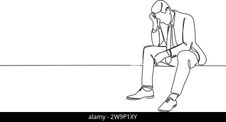 continuous single line drawing of consternated businessman, line art ...