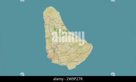 Barbados outlined on a topographic, OSM standard style map Stock Photo ...