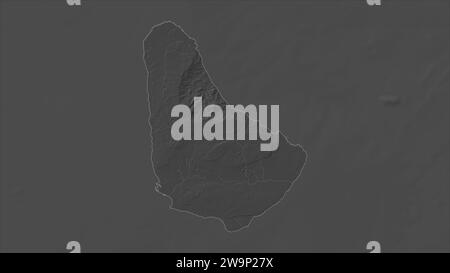 Barbados highlighted on a Bilevel elevation map with lakes and rivers ...