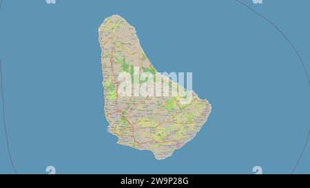 Barbados outlined on a topographic, OSM Humanitarian style map Stock ...