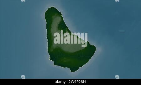 Barbados outlined on a elevation map colored in sepia tones with lakes ...