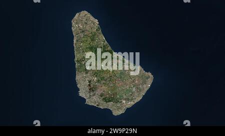 Barbados highlighted on a low resolution satellite map map with the ...