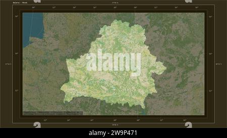Belarus outlined on a topographic, OSM standard style map Stock Photo ...