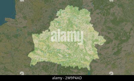 Belarus highlighted on a topographic, OSM standard style map map with ...