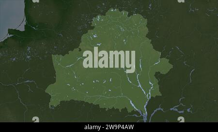 Belarus highlighted on a Colored elevation map with lakes and rivers ...