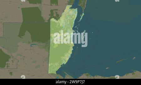 Belize highlighted on a topographic, OSM Germany style map map with the ...