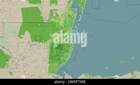 Belize outlined on a topographic, OSM Humanitarian style map Stock ...