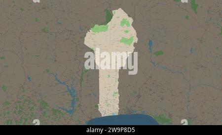 Benin highlighted on a topographic, OSM France style map map with the ...