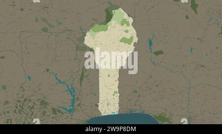 Benin highlighted on a topographic, OSM France style map Stock Photo ...