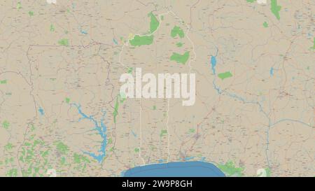 Benin outlined on a topographic, OSM Humanitarian style map Stock Photo ...