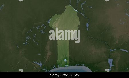 Benin highlighted on a Colored elevation map with lakes and rivers map ...