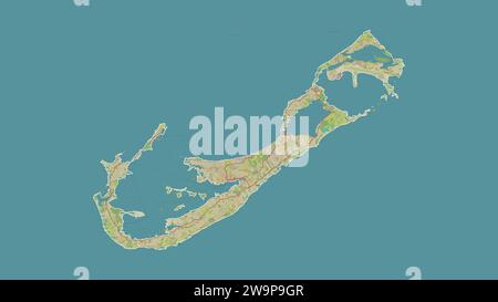 Bermuda outlined on a topographic, OSM France style map Stock Photo - Alamy