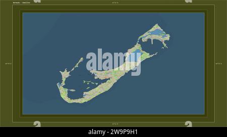 Bermuda highlighted on a topographic, OSM Germany style map map with ...