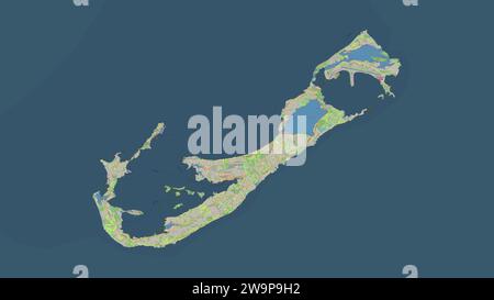 Bermuda highlighted on a topographic, OSM Humanitarian style map Stock ...