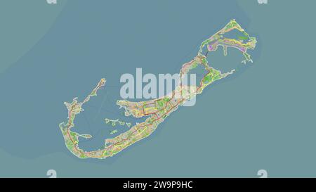 Bermuda outlined on a topographic, OSM Humanitarian style map Stock ...