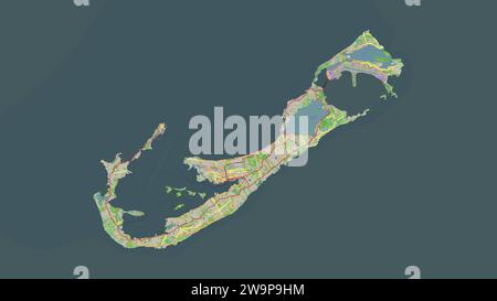 Bermuda highlighted on a topographic, OSM Humanitarian style map Stock ...