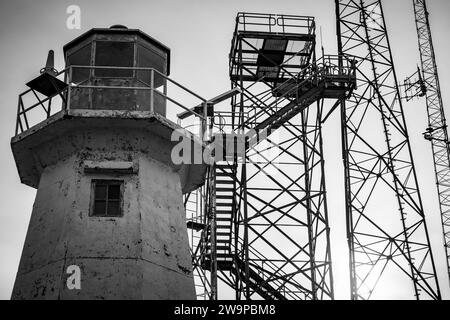 Lighthouse and radar tower at Chebucto Head, Nova Scotia, Canada Stock ...