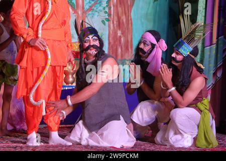 An artist playing the role of Kevat character during Ramlila staging ...