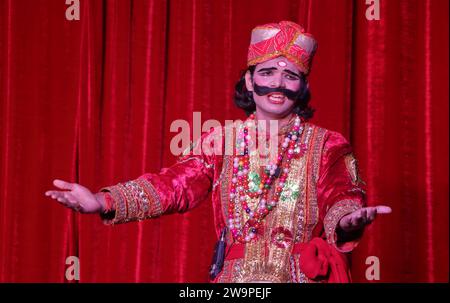 An artist playing the role of Kevat character during Ramlila staging ...