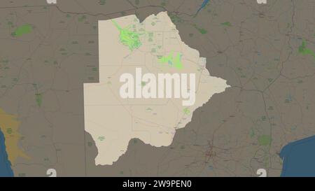Botswana highlighted on a topographic, OSM France style map map with ...