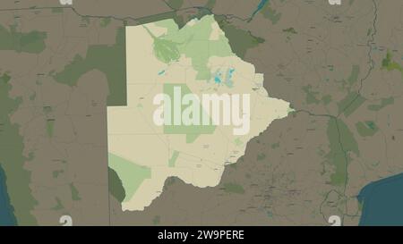 Botswana highlighted on a topographic, OSM France style map map with ...